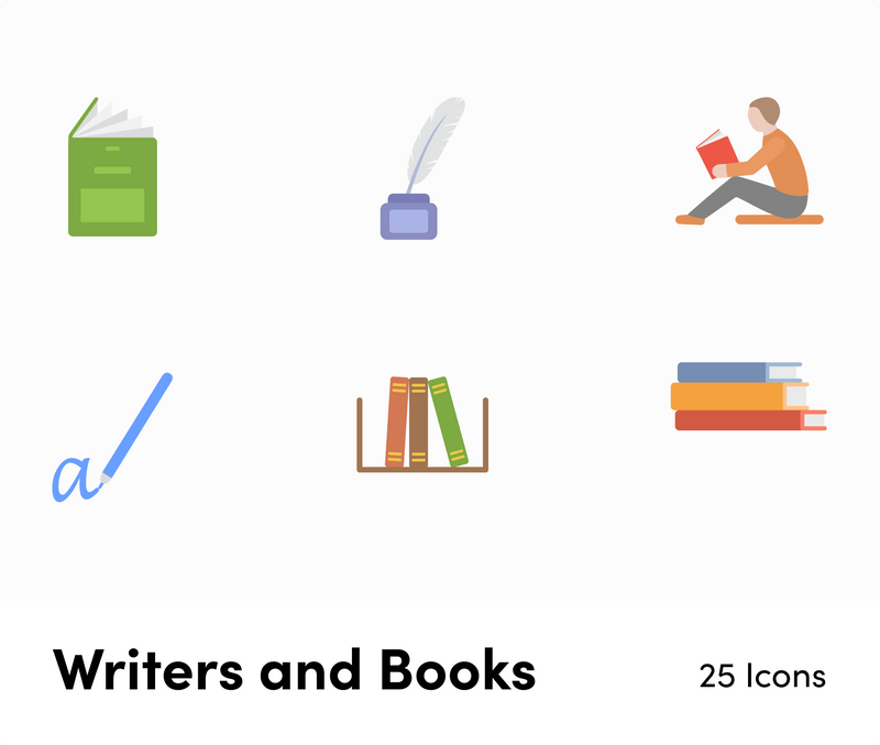 Writers and Books Vector Icons – Infografolio